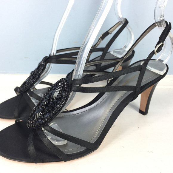 Ann Taylor | Shoes | New Ann Taylor 75 Black Satin Beaded High Heels ...